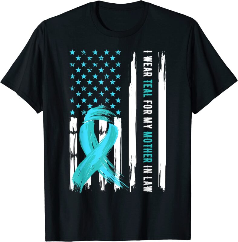 I Wear Teal For My Mother In Law Cervical Cancer Awareness T Shirt Men