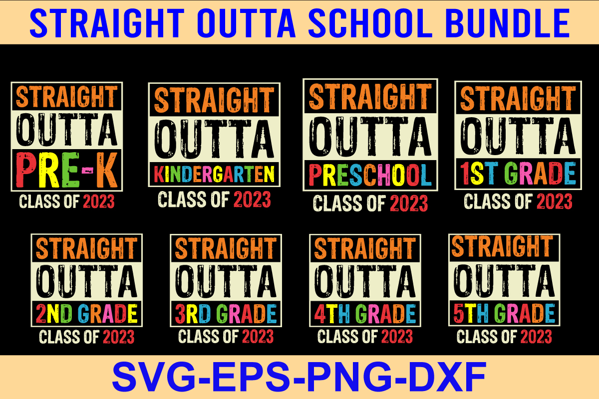 Straight Outta School Svg Bundle 1st Grade 2nd Grade 3rd Grade